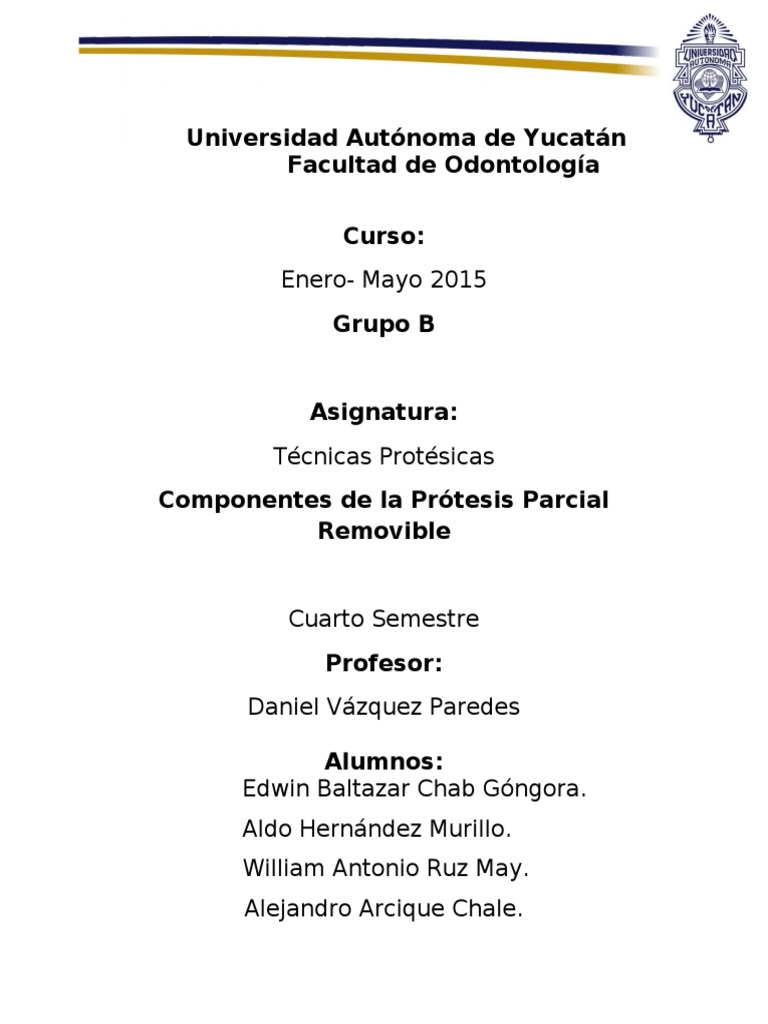 Resumen Partes de Una PPR | PDF | Dentadura postiza | Diente