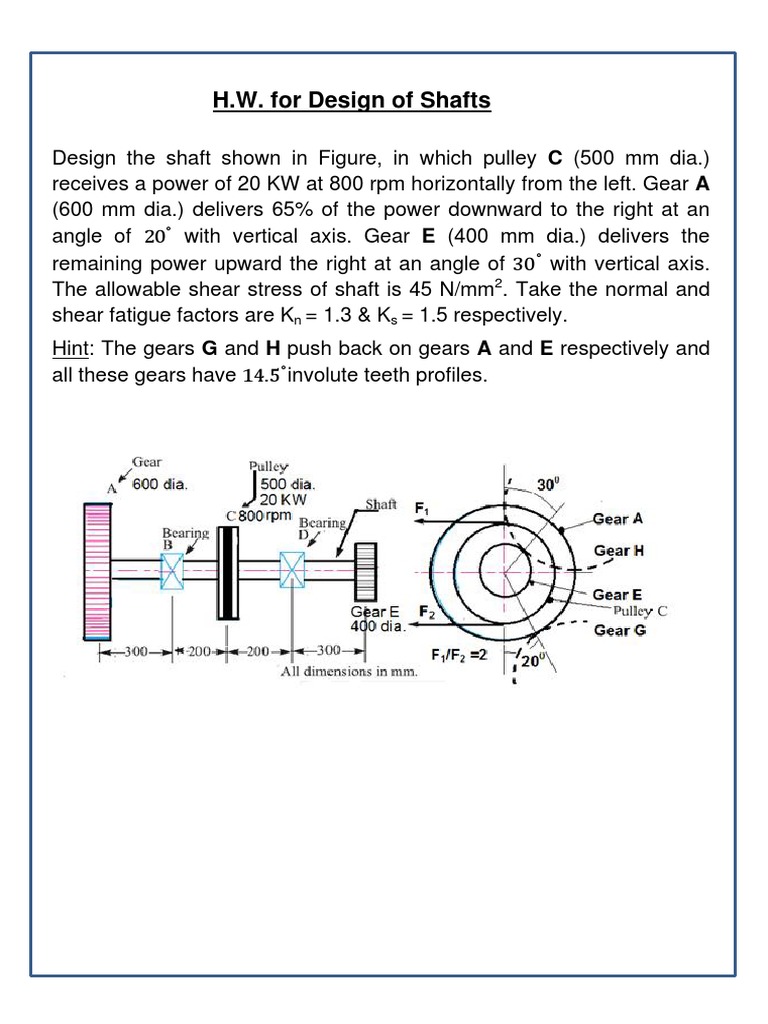 Design Shaft to Transmit Power Between Gears at Angles | PDF