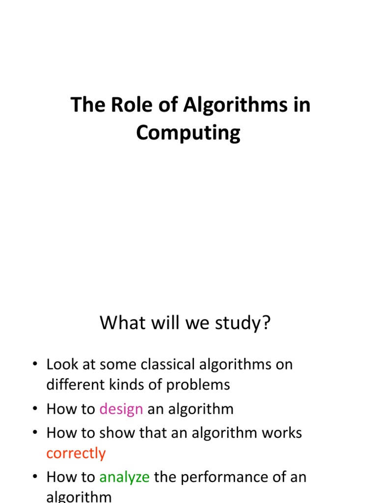 The Role of Algorithms in Computing | PDF | Algorithms | Applied ...