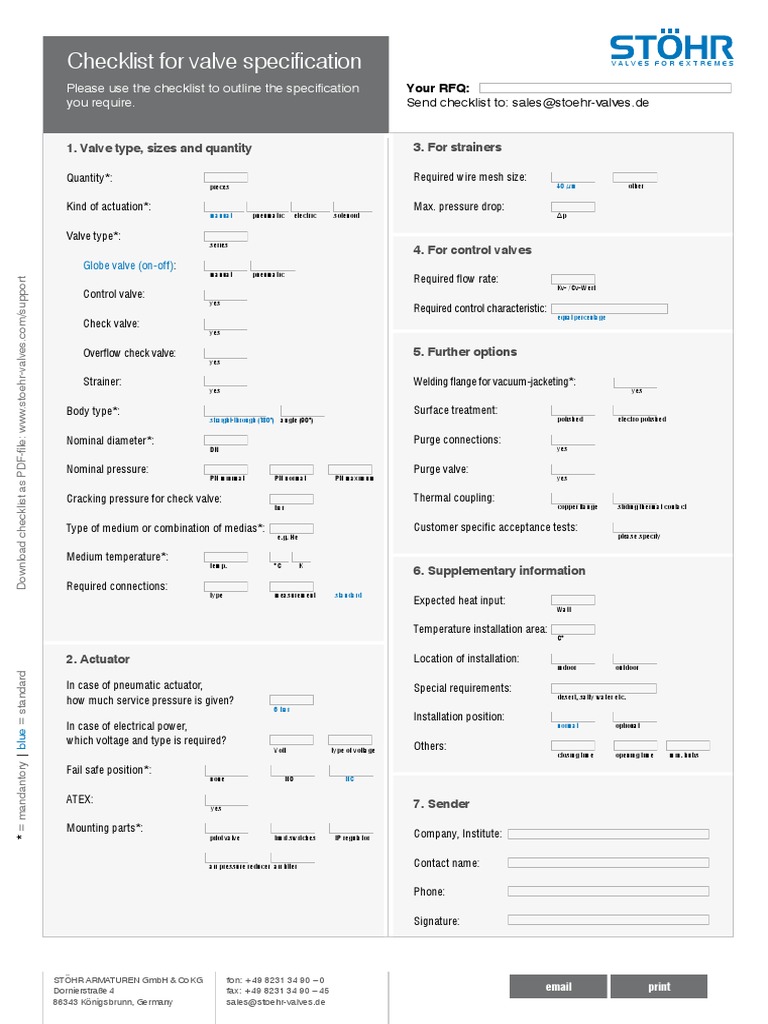 Checklist For Valve Spec | PDF | Valve | Actuator