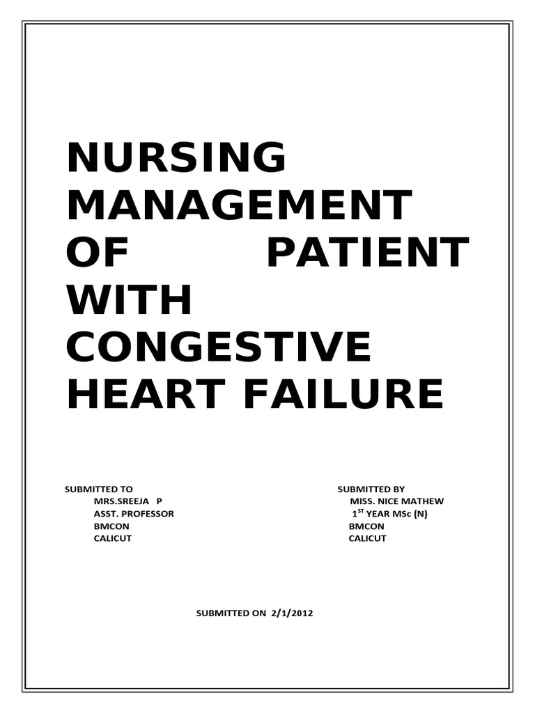 Nursing Management of Patient With CCF | PDF | Heart Failure | Diastole