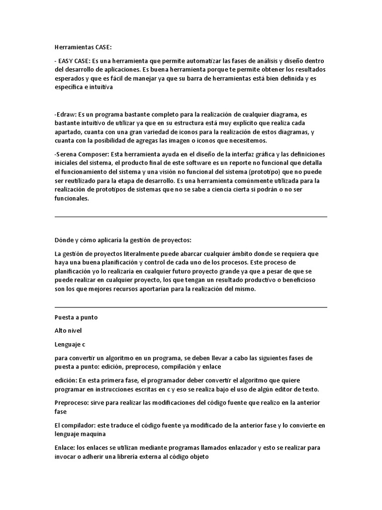 Herramientas CASE | PDF | Compilador | Lenguaje de programación
