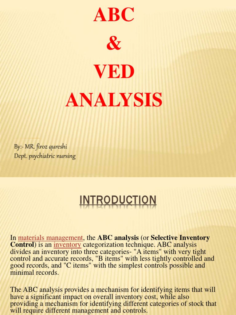 Abc Ved Analysis-Inventory Management | PDF | Inventory | Economies