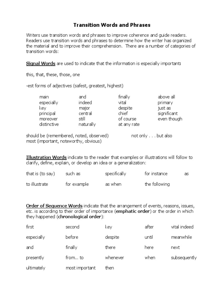 An Overview of Transition Words and Phrases to Improve Coherence and ...