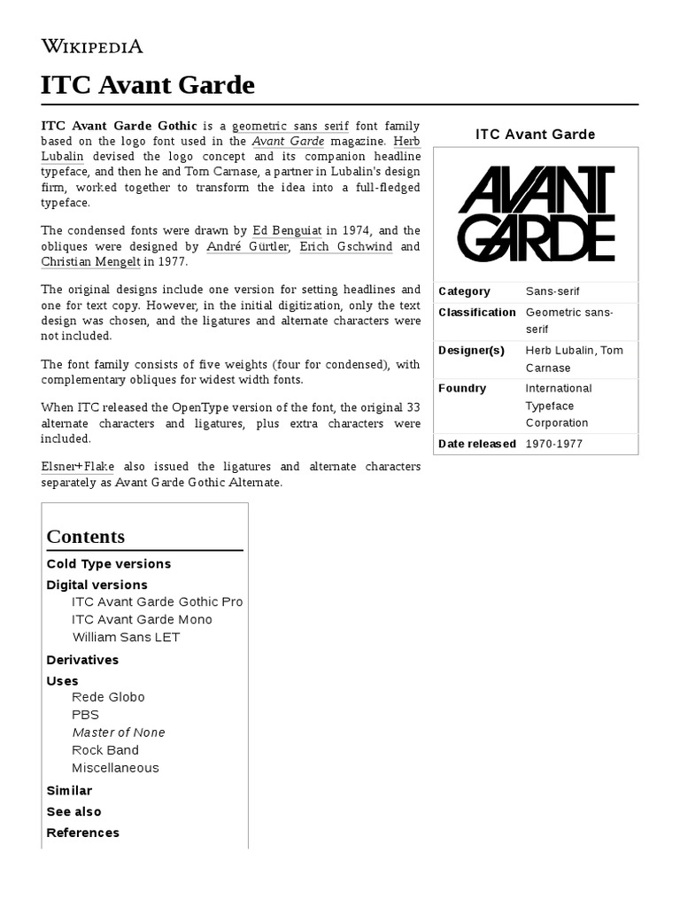 ITC Avant Garde | PDF | Typography | Digital Typography
