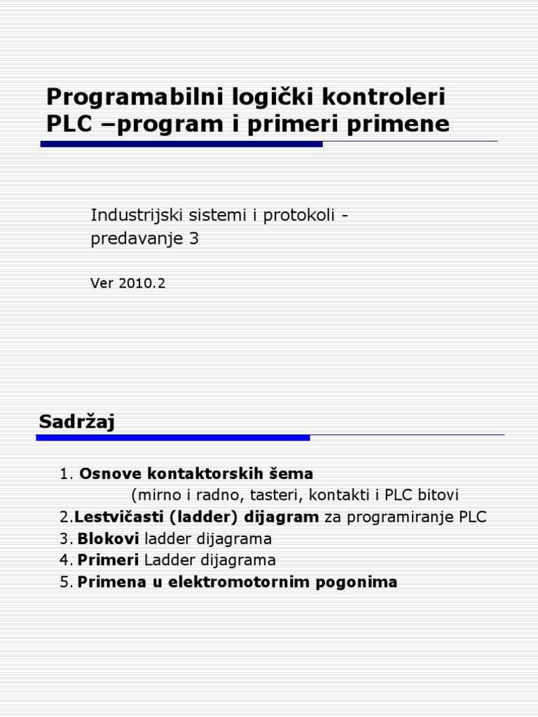Programabilni Logički Kontroleri PLC - Program I Primeri Primene | PDF
