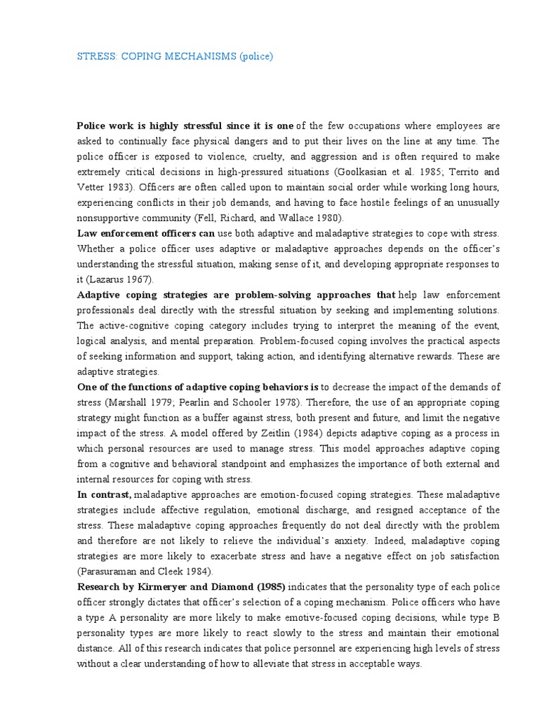 Coping Stress Police | PDF | Stress Management | Stress (Biology)