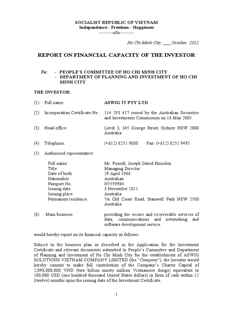 Report On Financial Capacity-Eng | PDF | Vietnam | Ho Chi Minh City