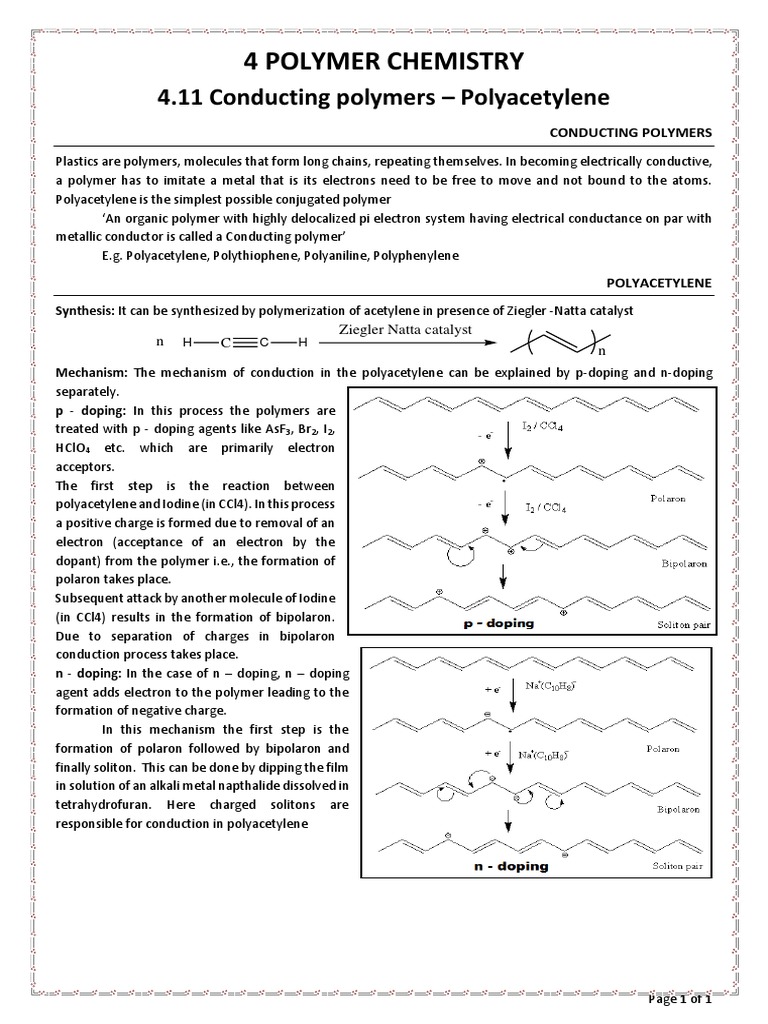 Polyacetylene: Synthesis and Conductivity | PDF