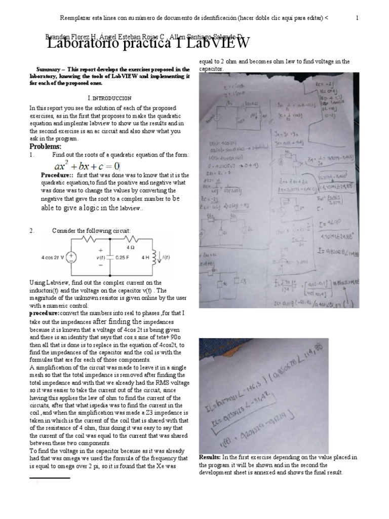 Laboratorio Practica 1 Labview: Problems | PDF | Electrical Impedance ...