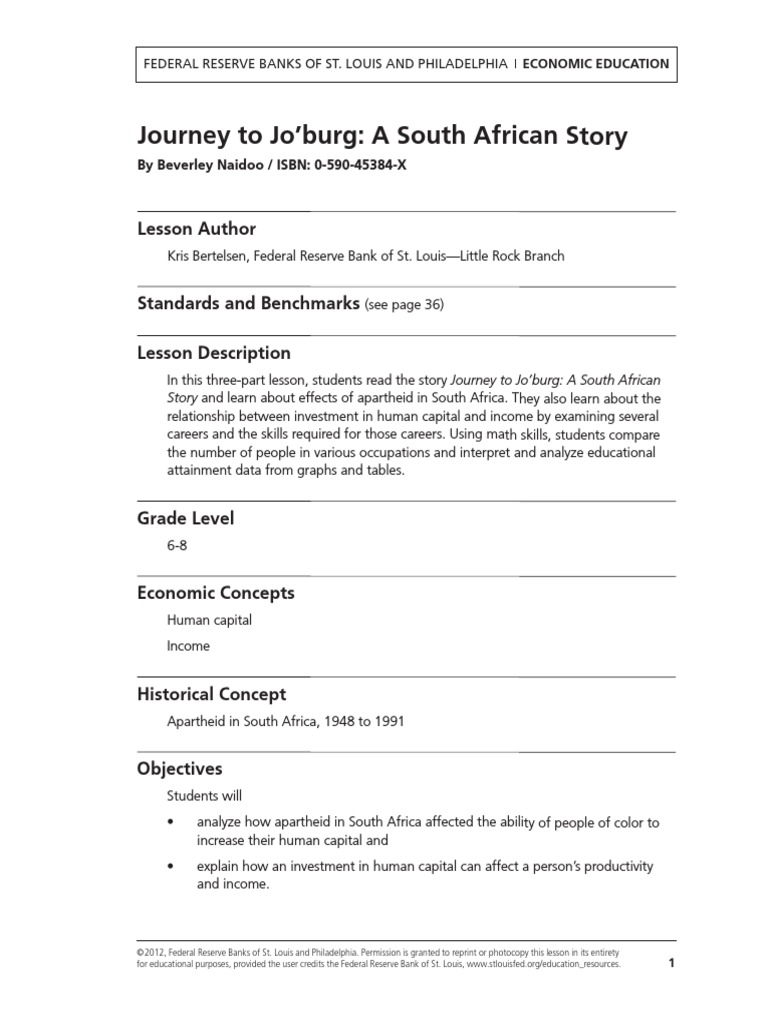 Journey To Joburg | Download Free PDF | Apartheid | Human Capital