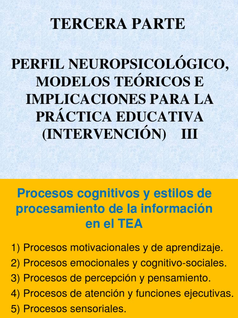 TEA 3 Perfil Neuropsicologico e Intervencion Percepcion y Pens | PDF ...