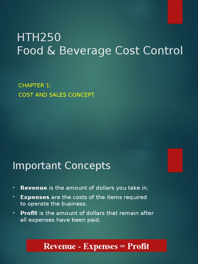 Food & Beverage Cost Control Overview | PDF | Drink | Revenue