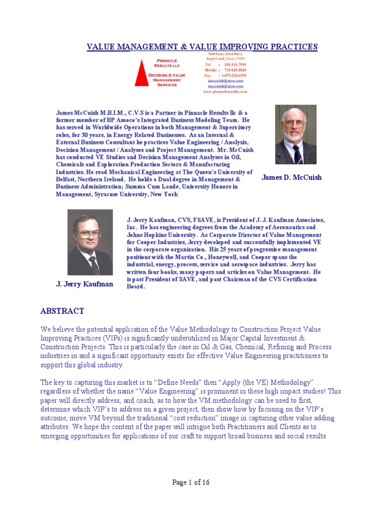 Integrated VIPs-SAVE Paper PDF | PDF | Project Management | Benchmarking