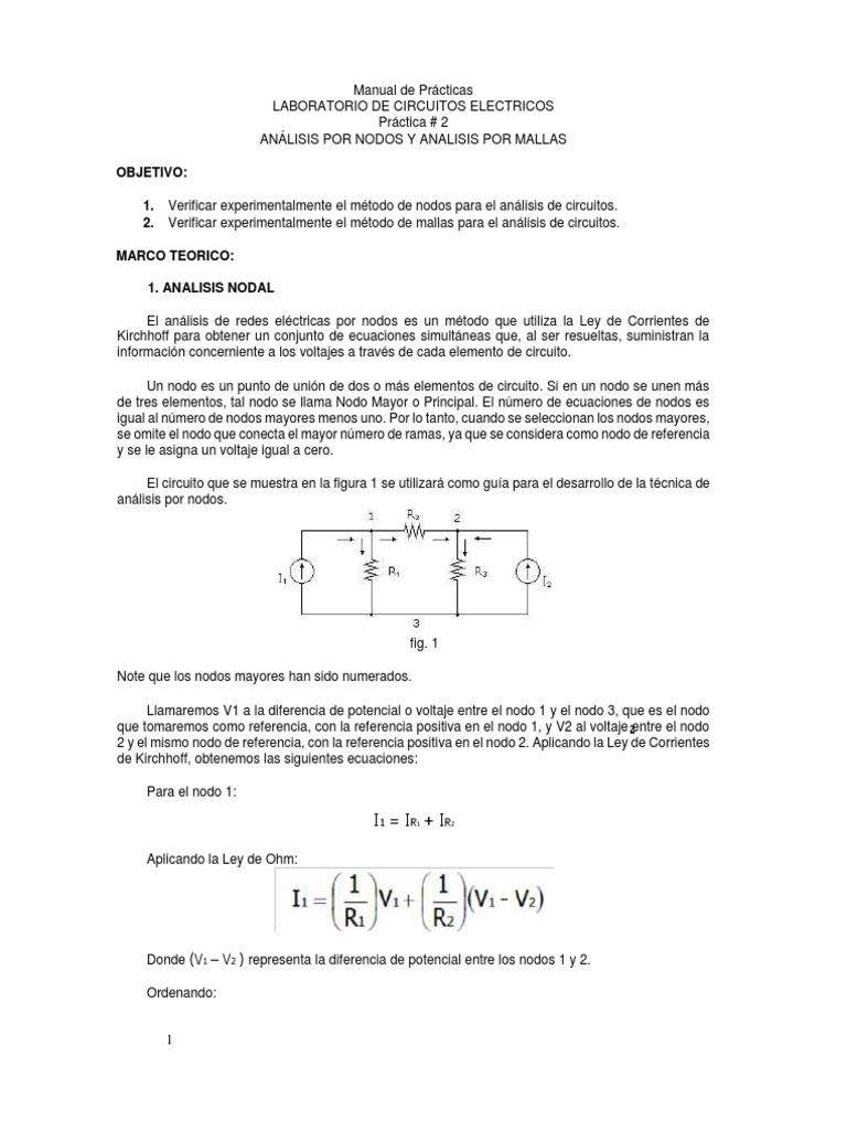 Práctica Nodos y Mallas PDF | PDF | Resistencia Eléctrica y Conductancia | voltaje