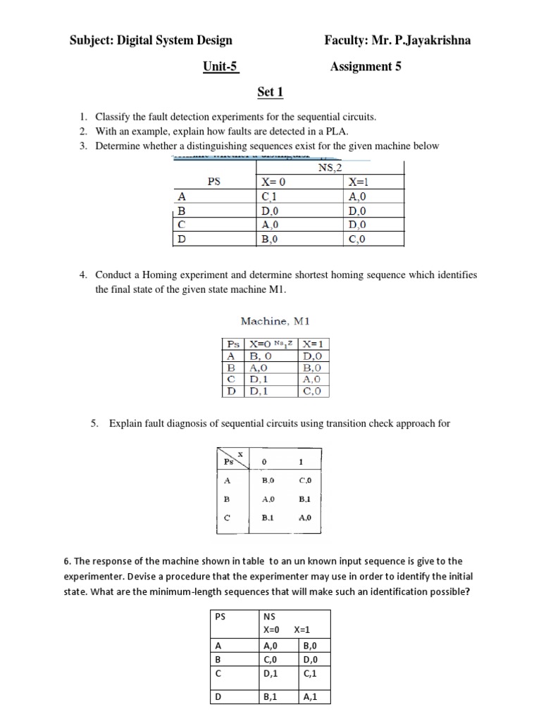 DSD 5th Assignment PDF | PDF | Digital Electronics | Sequence