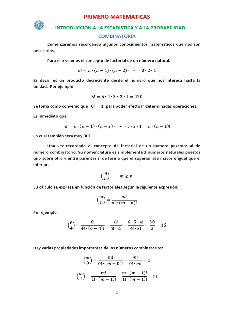 Combinatoria Resumen PDF | PDF | Combinatoria | Permutación