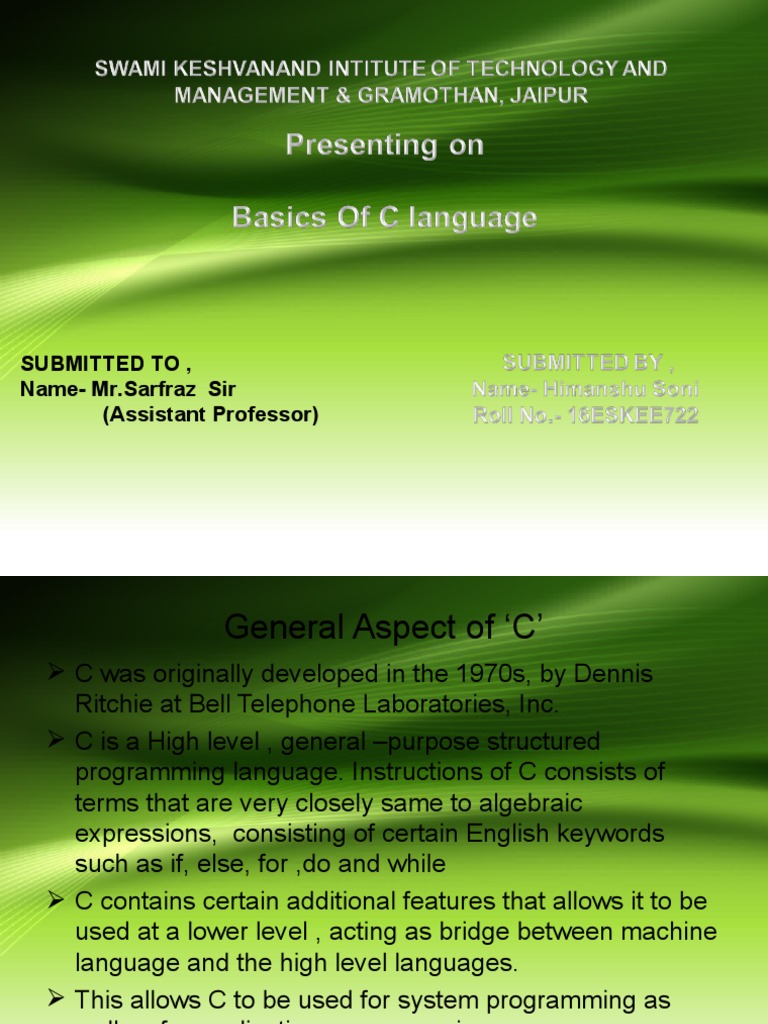 Submitted To, Name-Mr - Sarfraz Sir (Assistant Professor) | PDF | Computer Programming | Areas ...