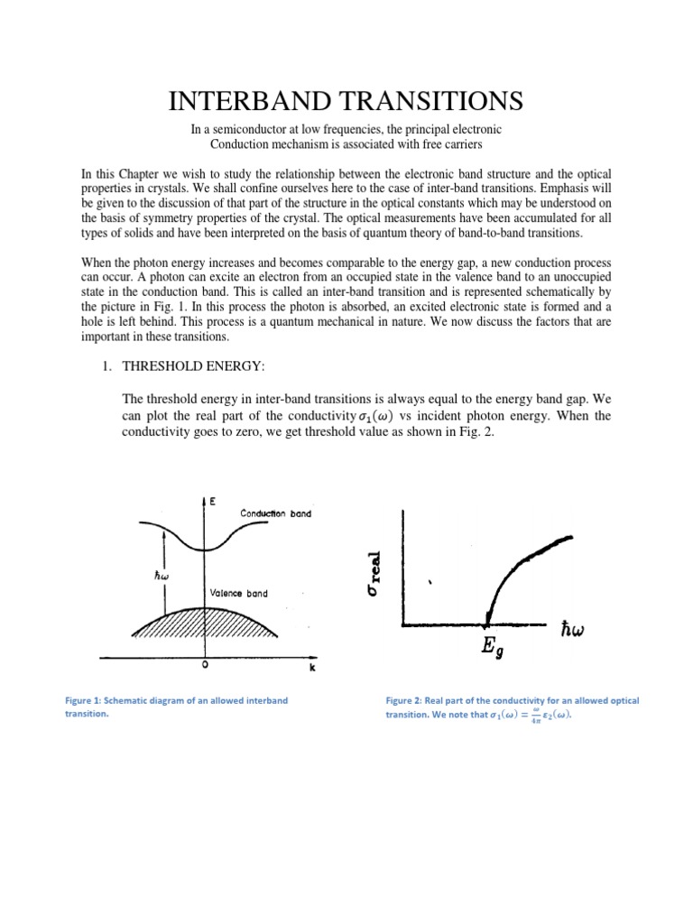 Interband Transitions | PDF | Band Gap | Perturbation Theory (Quantum ...