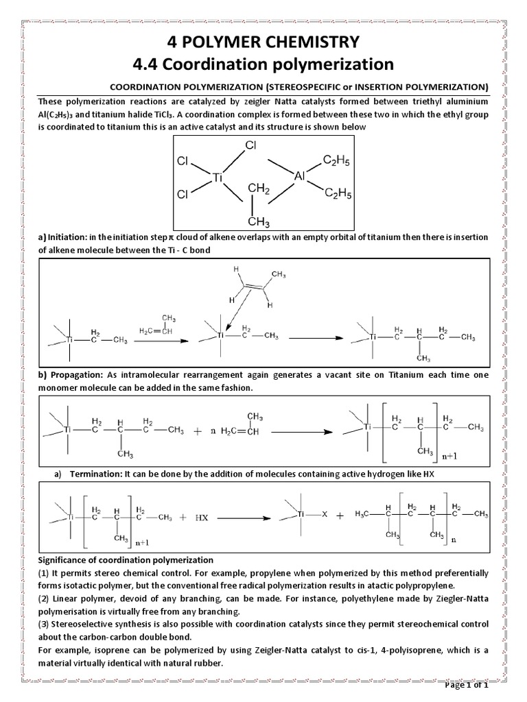 4.4 Coordination Polymerization PDF | PDF