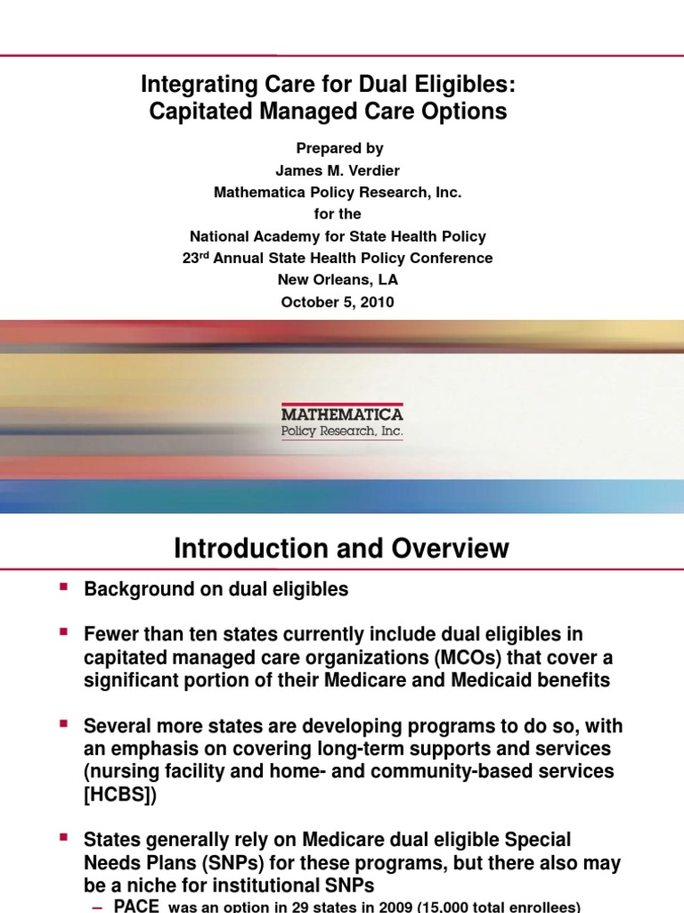 Integrating Care For Dual Eligibles: Capitated Managed Care Options ...