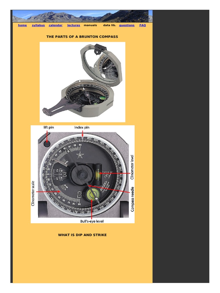 The Parts of A Brunton Compass: Home Syllabus Calendar Lectures ...
