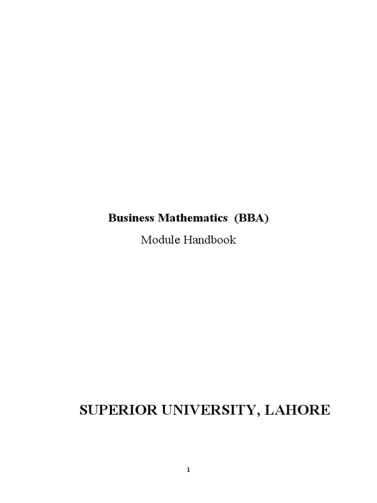 Business Mathematics Module Handbook | PDF | Equations | Mathematical ...