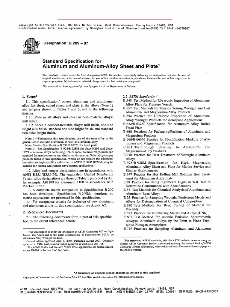 Astm B209 - 2007 PDF | PDF