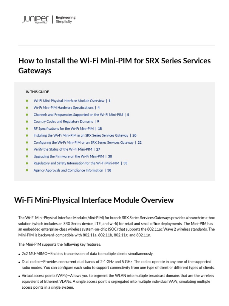 SRX Wi Fi Mini Pim Install | PDF | Wi Fi | Wireless Access Point