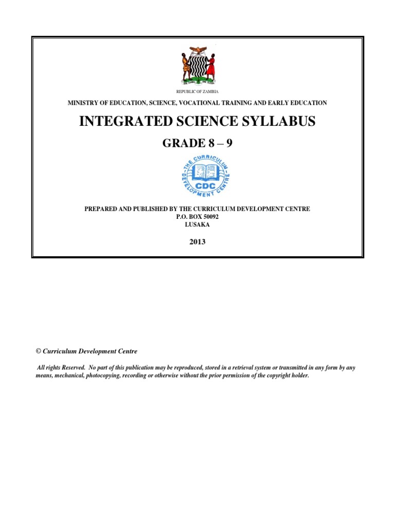 Integrated Science Syllabus: Grade 8 - 9 | PDF | Atoms | Fertilizer