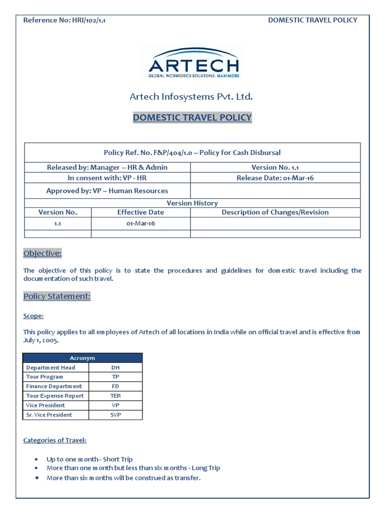 Domestic Travel Policy PDF | PDF | Expense | Credit Card