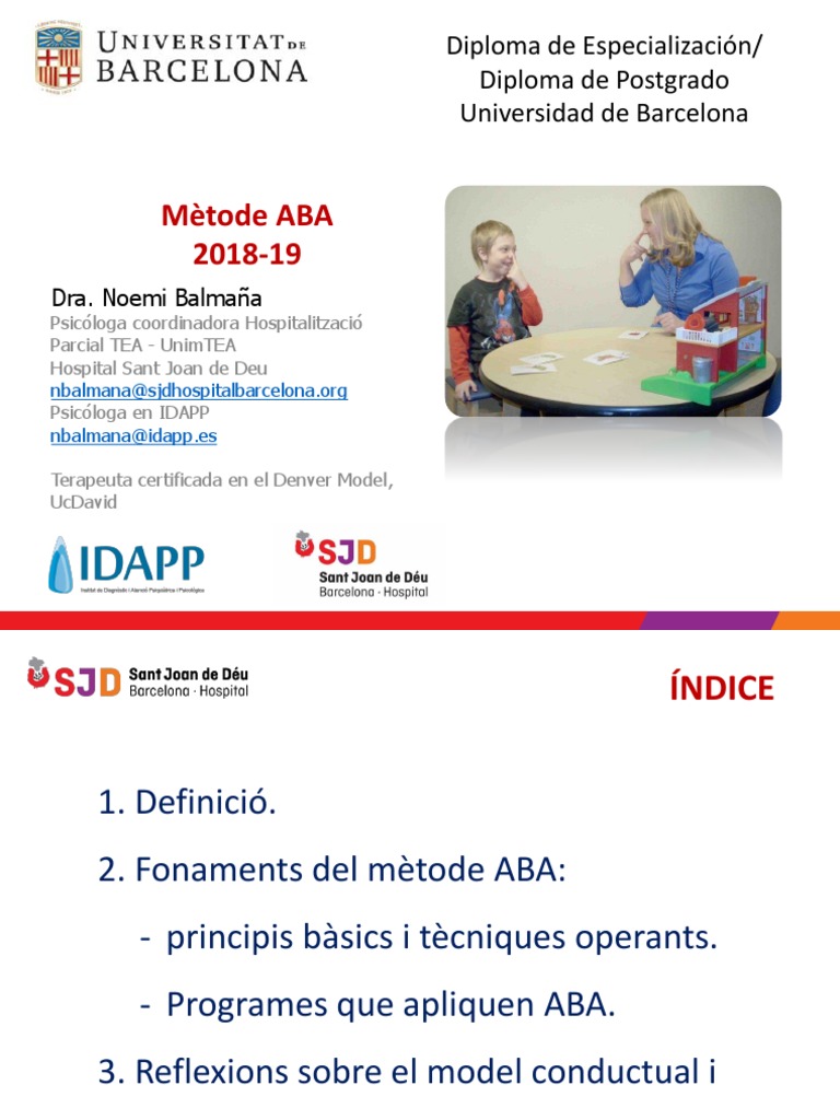 2018-19 Intervención ABA PDF | PDF | Comportamiento | Espectro autista