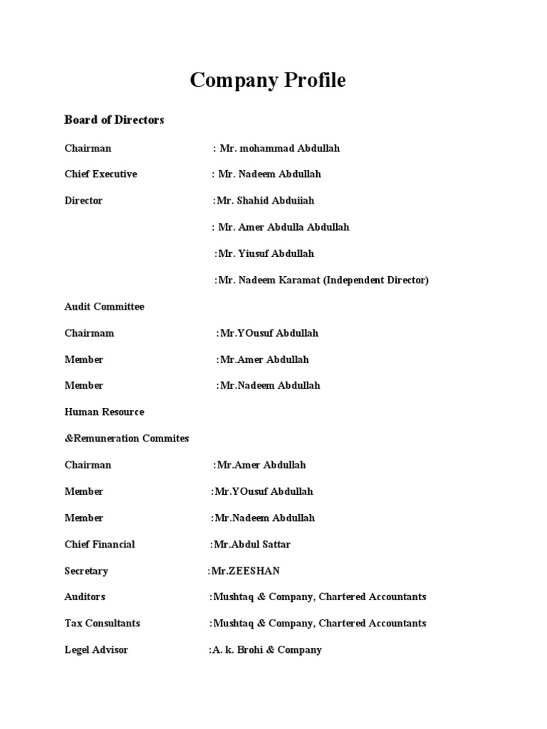 Company Profile: Board of Directors | PDF | Audit | Companies