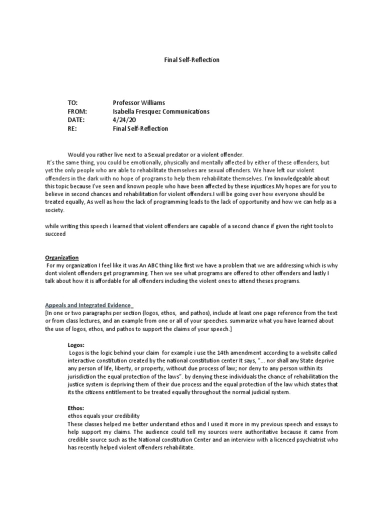 Final Self-Reflection | PDF | Due Process | Logos