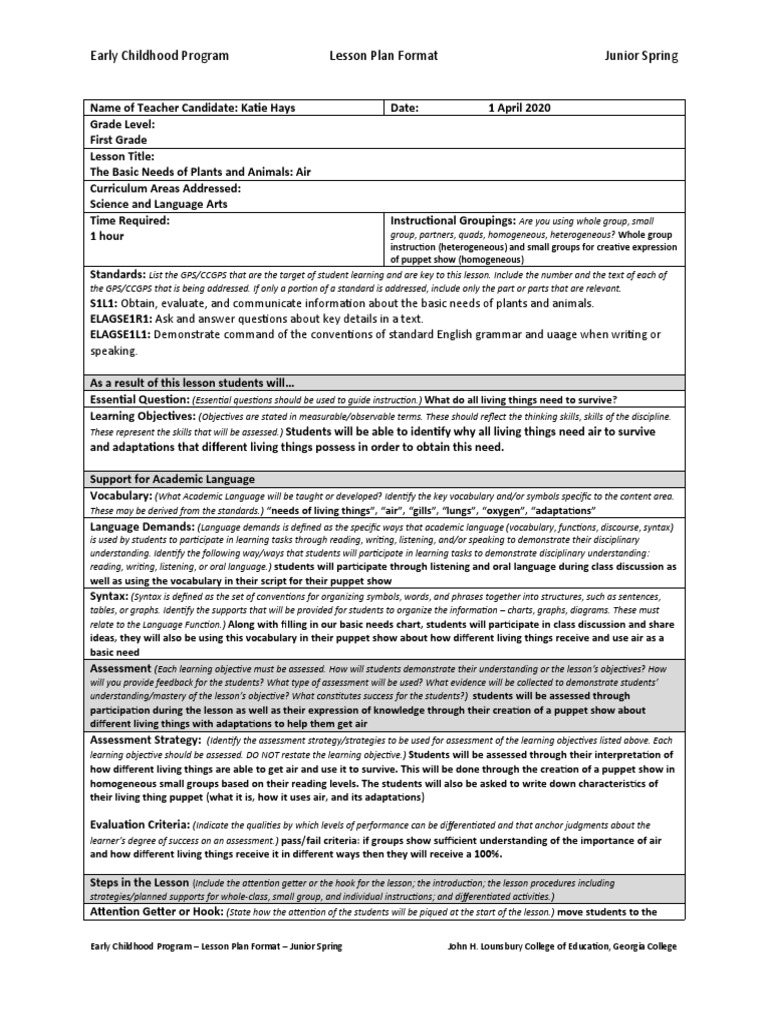 First Grade Lesson on Plant and Animal Needs | PDF | Lesson Plan ...