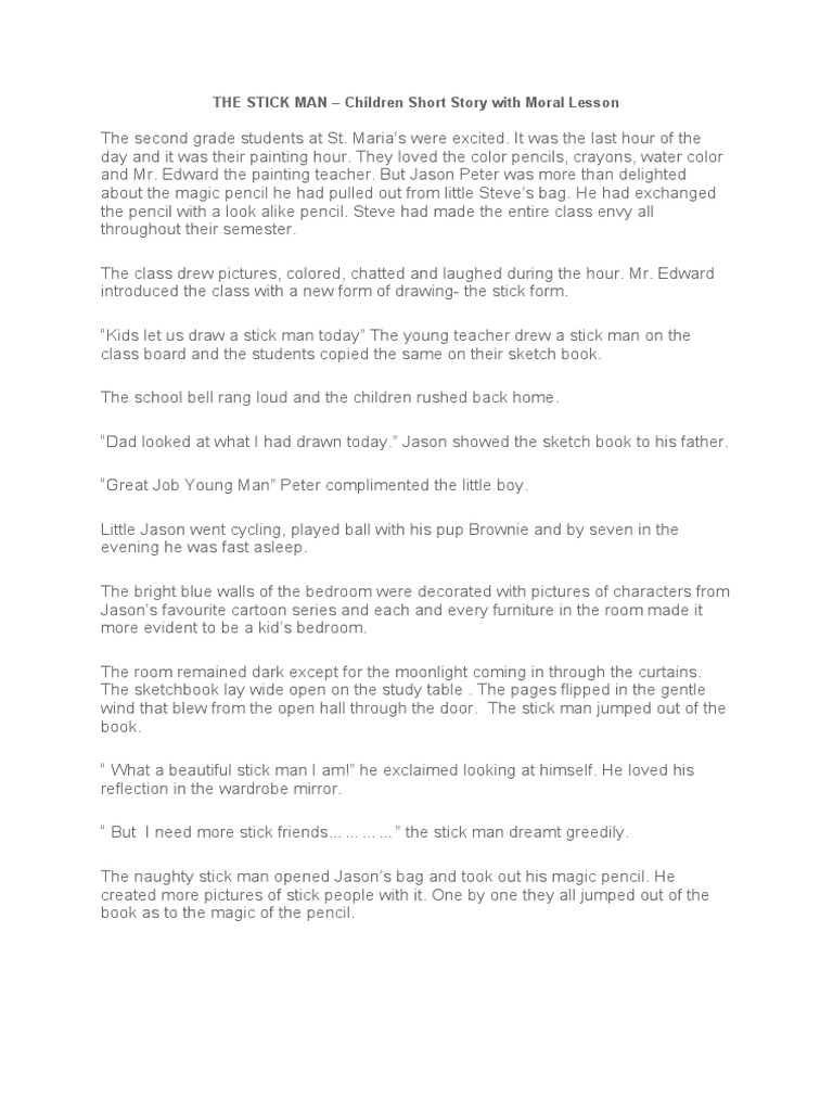 THE STICK MAN - Children Short Story With Moral Lesson | PDF