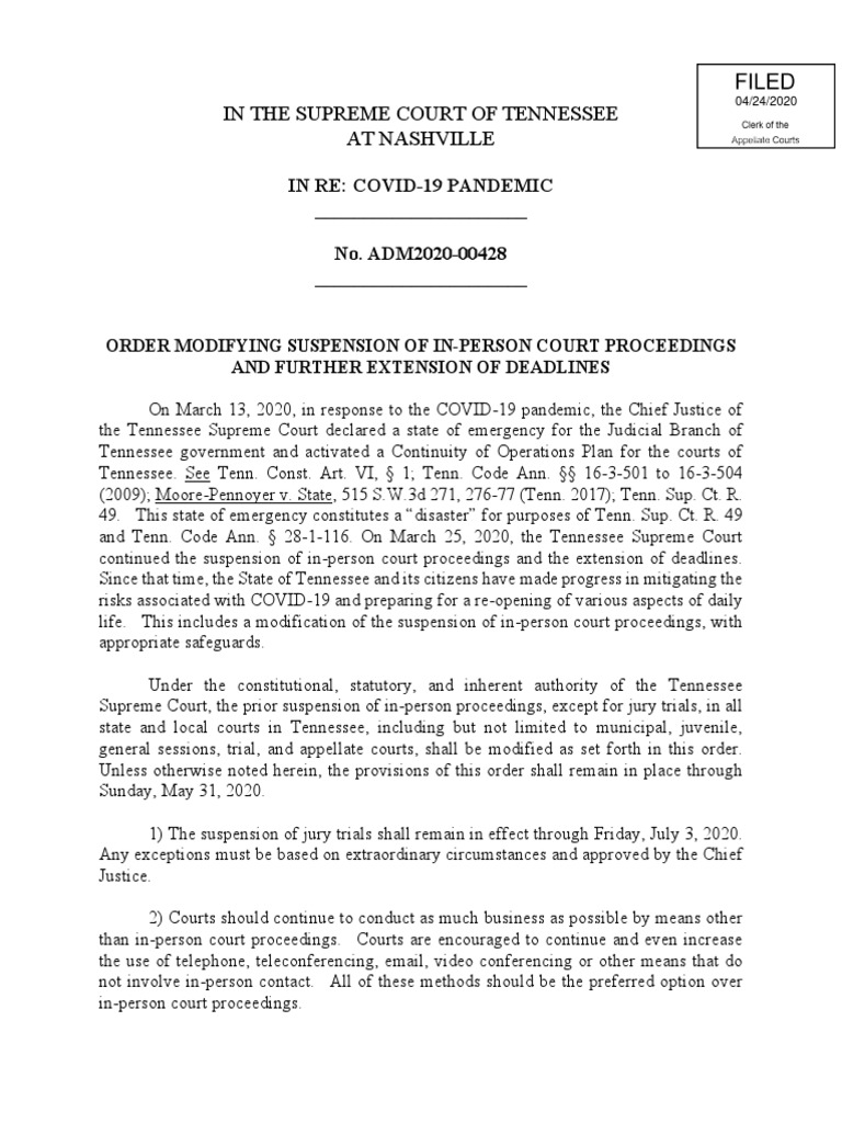 Tennessee Supreme Court Order | PDF | Judge | Supreme Courts