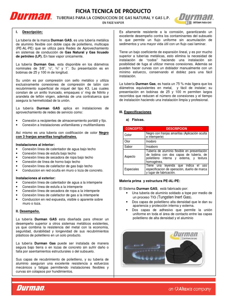 Tuberia Durman Fichatecnica | PDF | Tubería (transporte de fluidos ...