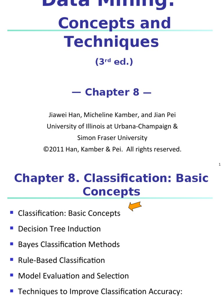 Concepts and Techniques: - Chapter 8 | PDF | Statistical Classification | Sensitivity And ...
