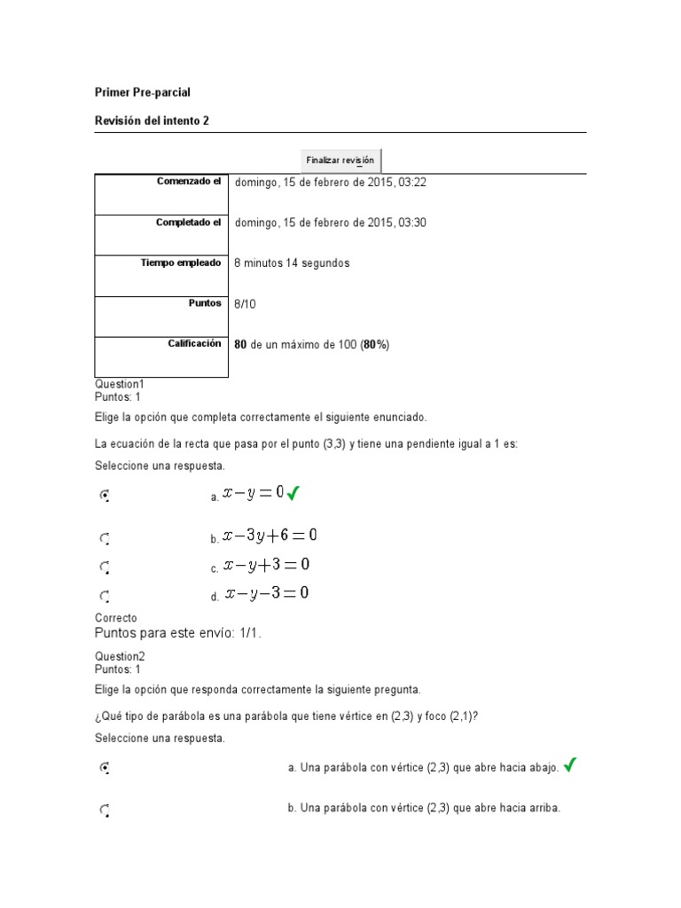 Primer Preparcial | PDF | Álgebra | Geometría Elemental