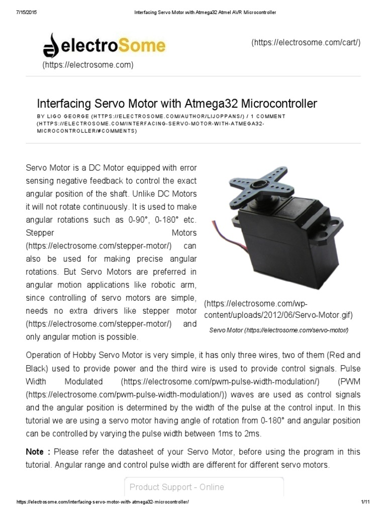 Interfacing Servo Motor With Atmega32 Atmel AVR Microcontroller PDF | PDF | Servomechanism ...