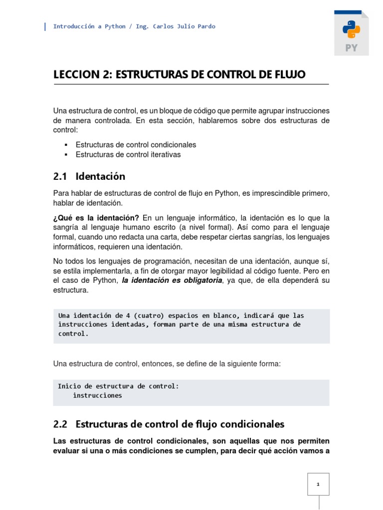 LECCION - 2 Estrcuturas de Control de Flujo | PDF | Flujo de control ...