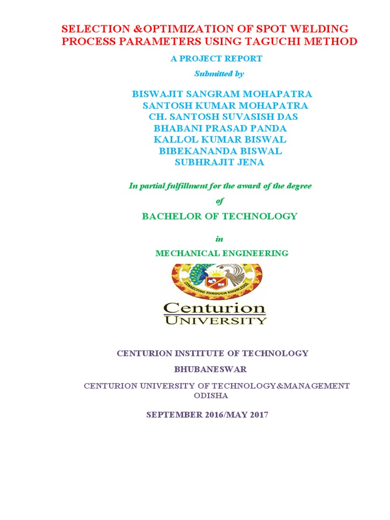 Selection &optimization of Spot Welding Process Parameters Using ...
