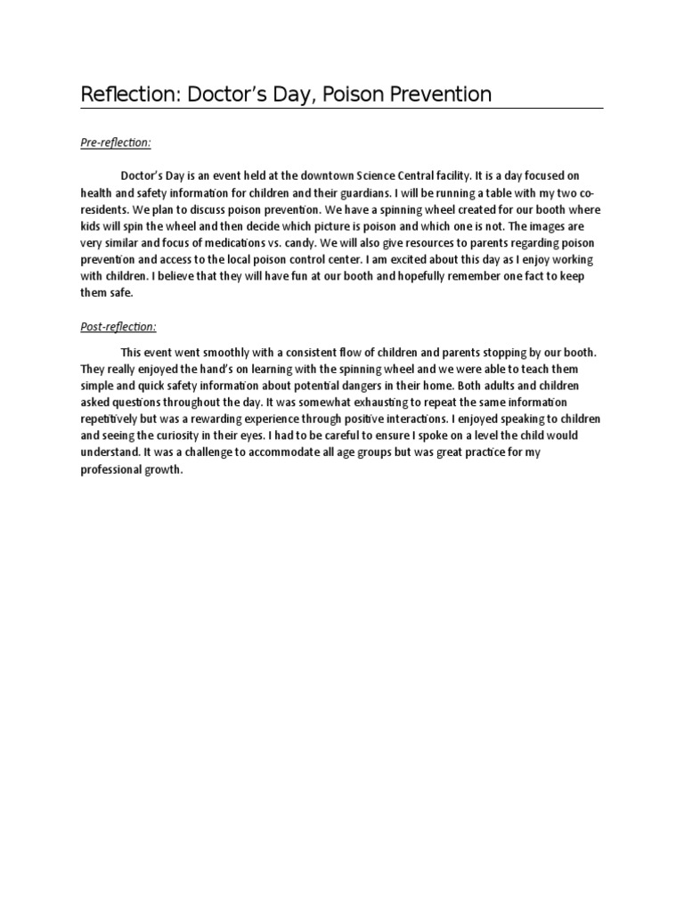 3 7 20 Doctors Day Poison Prevention Reflection | PDF | Wellness