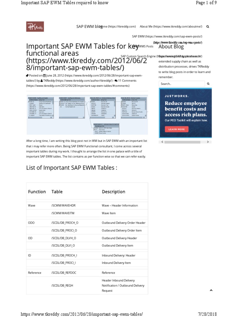 Important Sap Ewm Tables | PDF | Warehouse | Sap Se
