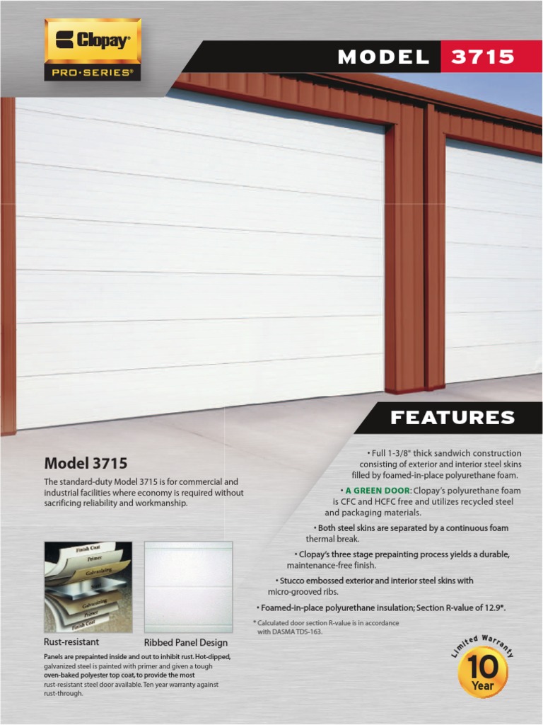 Clopay Model 3715 Steel Door Features | PDF