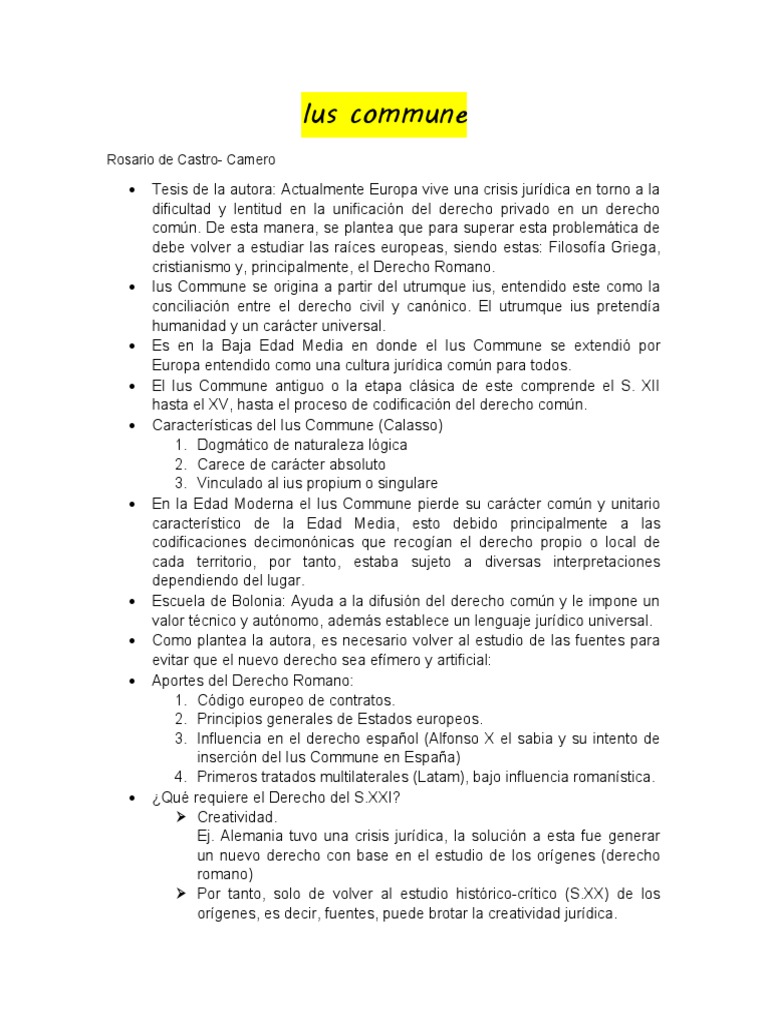 Ius Commune | PDF | Ley romana | Edades medias