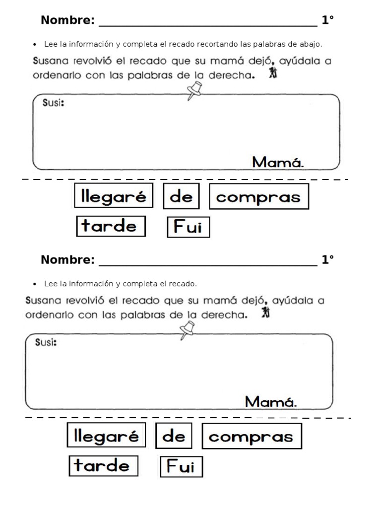 Ejemplos de Recados para Niños | PDF