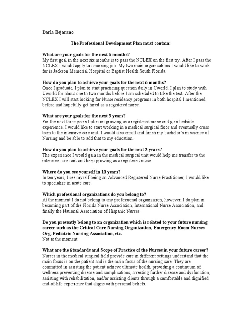 Nursing Career Development Plan | PDF | Nursing | Health Care