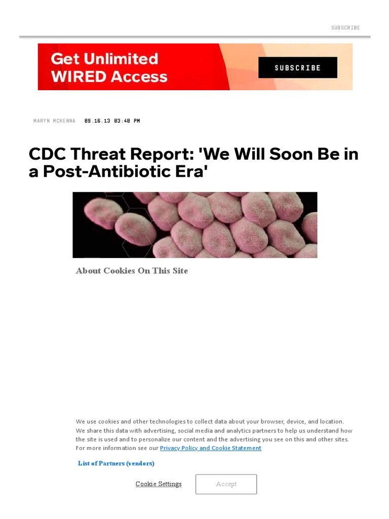 CDC Threat Report - 'We Will Soon Be in A Post-Antibiotic Era' - WIRED ...